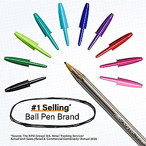 BIC Cristal Xtra Bold Fashion Ballpoint Pen, Bold Point (1.6mm), Assorted Colors, 24-Count (MSBAPP241-A-AST)
