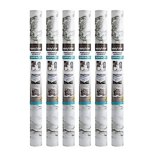 Duck EasyLiner Adhesive Laminate Surfaces Shelf Liner, Gray Marble, 20 in. x 15 ft, 6 Rolls