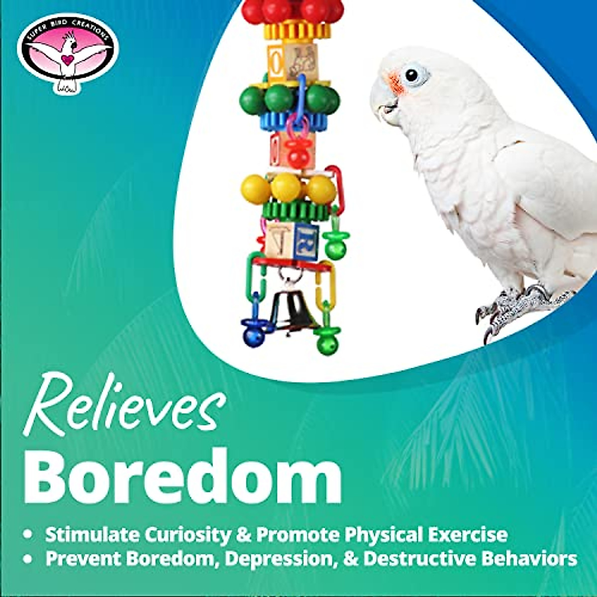 Super Bird Creations SB676 Spin Tower Bird Toy, Large Bird Size, 13" x 3" x 3"