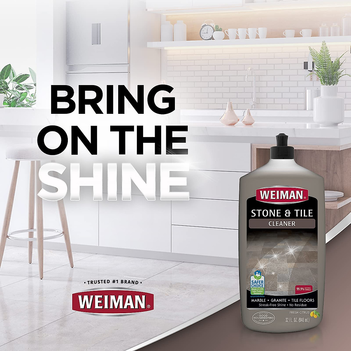 Weiman Stone Tile and Laminate Cleaner - 32 Ounce - Professional Tile Marble Granite Limestone Slate Terra Cotta Terrazzo and More Stone Floor Surface Cleaner