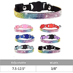 CHUKCHI Cat Collar Breakaway Bling Diamond Rhinestone with Bell Adjustable for Cats and Kitten Girl boy (Pink)