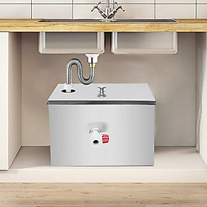 Grease Interceptor, Commercial Stainless Steel Grease Trap Under Sink Grease Trap Wastewater Interceptor for Restaurant, Factory, Home, Kitchen (35 * 25 * 23CM)