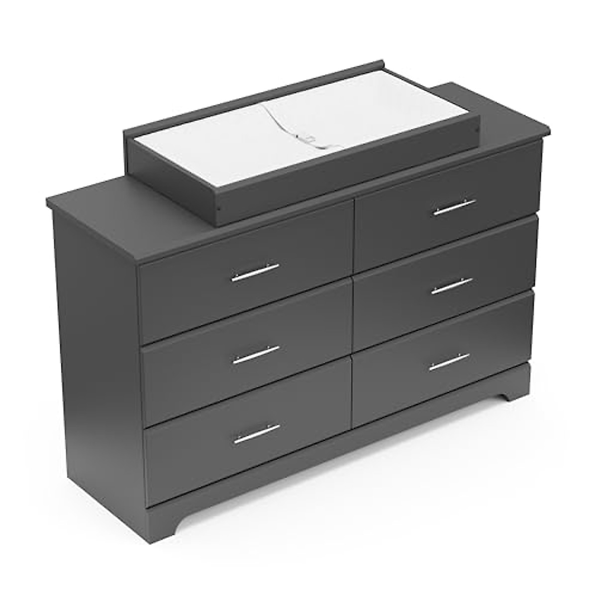 Storkcraft Brookside 6 Drawer Double Dresser (Gray) – GREENGUARD Gold Certified, Dresser For Nursery, 6 Drawer Dresser, Kids Dresser, Nursery Dresser Drawer Organizer, Chest of Drawers
