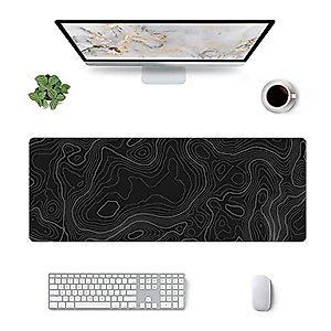 BZU Topographic Contour Extended Big Mouse Pad Large,XL Gaming Mouse Pad Desk Pad,31.5x11.8inch Long Computer Keyboard Mouse Mat Mousepad with 3mm Non-Slip Base and Stitched Edge for Home Office Work