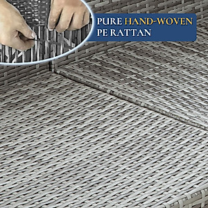 FHFO 7 Pieces Outdoor Patio Furniture Set, Wicker Sectional Sofa Set Rattan Modular Patio Conversation Sets with Cushions Couch Set & Coffee Table for Outside, Garden, Balcony, Porch, Grey