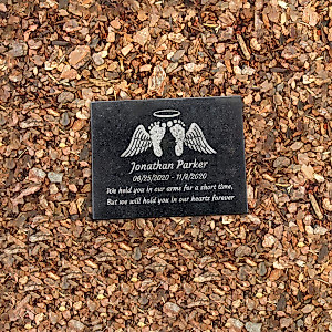 Black Granite Memorial Headstone Or Garden Memorial for Lost Infant or Child - Include You Personalized Text. Can be Used as a Sympathy Gift, Garden Stone or Grave Maker (6 x 8 x 0.4)