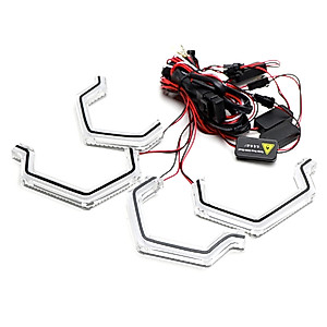 iJDMTOY 4pc Set Iconic Performance Style 7000K Xenon White Hexagon Shape LED Angel Eyes Halo Rings w/Crystal Acrylic Covers Compatible with BMW 3 Series OEM LED/Xenon Light Trims