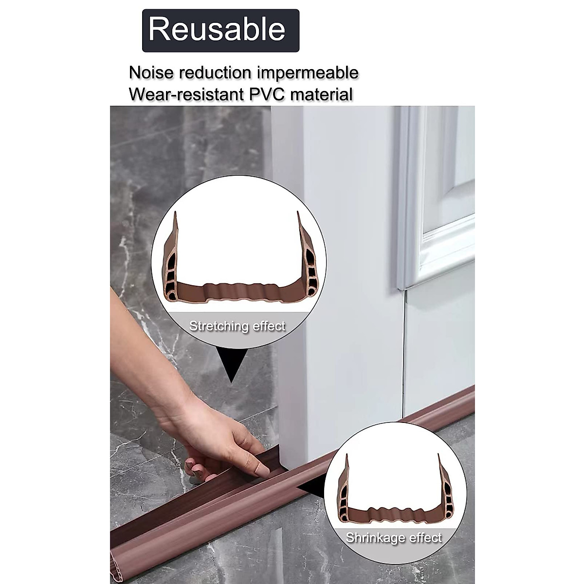 Weather Stripping Seal,Door Draft Stopper for Bottom of Seam Seal Strip PVC Cuttable Door Sweep Draft Stopper for Block Wind, Light, Dust, and Noise Brown