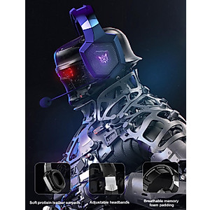 Gaming Headset with Microphone, Gaming Headphones Compatible for PS4 PS5 Xbox PC with RGB Lights, PlayStation Headset with Noise Reduction 7.1 Surround Sound Over-Ear and Wired 3.5mm Jack (Black)