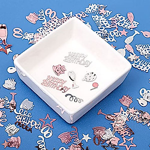 60th Birthday Confetti Rose Gold Number 60 Happy Birthday Party Confetti Metallic Foil Balloon Star Birthday Cake Table Scatter Confetti for 60 Birthday Party Anniversary Decorations, 1.6OZ