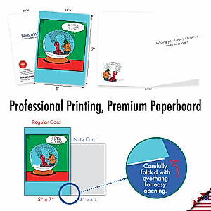 NobleWorks - 12 Cartoon Merry Christmas Cards Funny - Adult Happy Holiday Greetings, Boxed Notecards Bulk (1 Design, 12 Cards) - Snowglobe Blower C7086XSG-B12x1