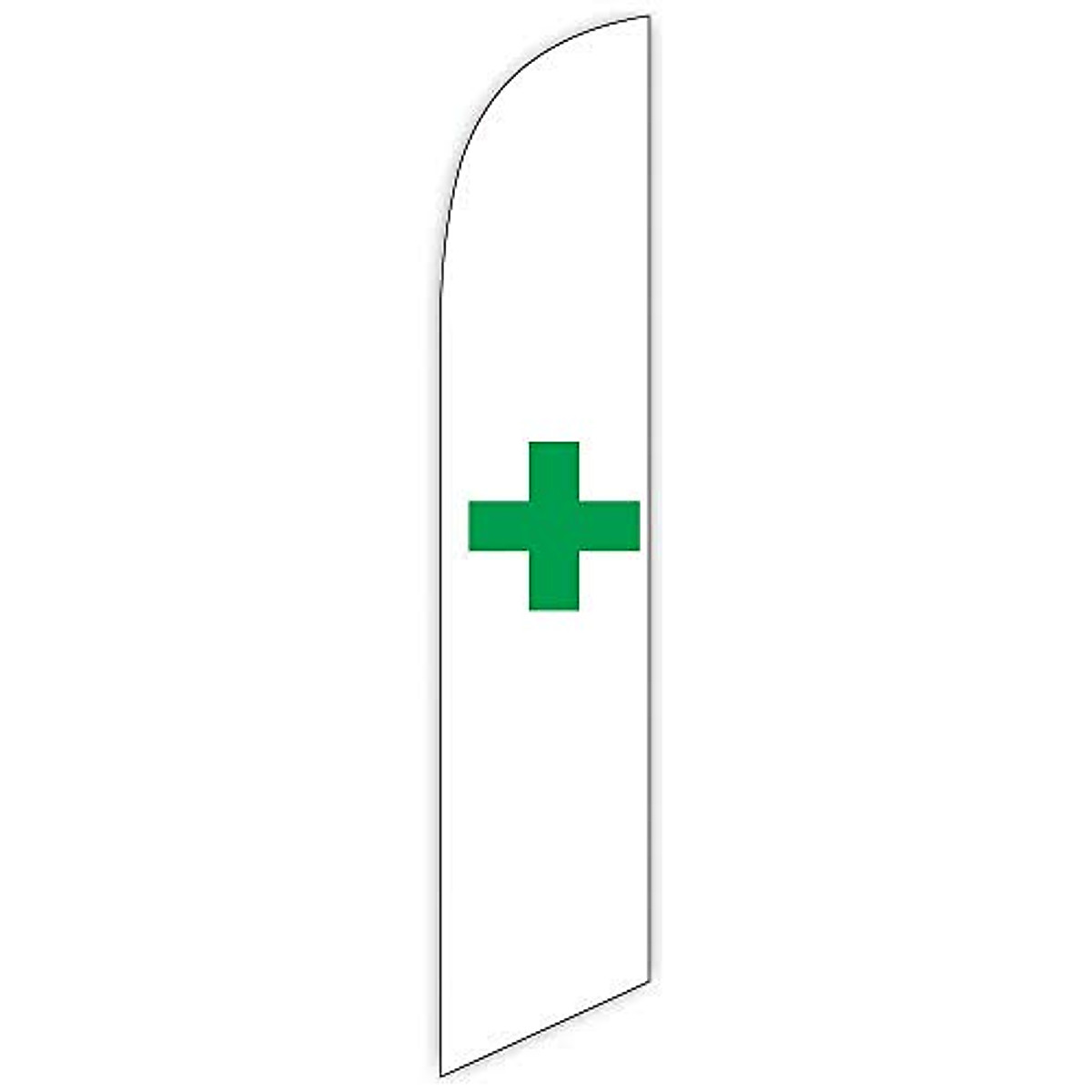 Marijuana Dispensary Sign Green Cross (White) Advertising Feather Flag 12ft -- Replacement Flag Only (without Poleset)