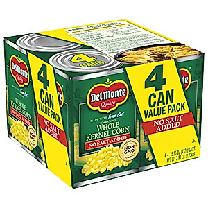 Del Monte Fresh Cut Golden Sweet Whole Kernel Corn With No Added Salt 4-15.25 Oz. Can, 15.25 Oz