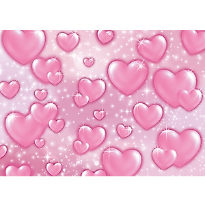 Pink Heart Backdrop Early 2000s Valentines Day Pink Love Glitter Romantic Photography Background Girl Baby Shower Birthday Party Decorations 7x5FT