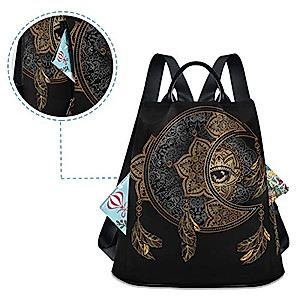 ALAZA Boho Crescent Moon Dreamcatcher Backpack Purse for Women Anti Theft Fashion Back Pack Shoulder Bag