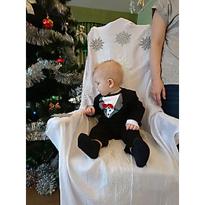 Kimocat Baby Boy Romper Tuxedo Jumpsuit Gentleman One-Piece Button-Down Bowtie Wedding Suit Bodysuit