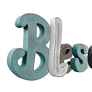 Teal Blessed Wooden Letters Wall Decor Freestanding Cut Out Decorative Wood Word Decor Signs for Living Room Shelf Mantel Table Top Rustic Home Decor