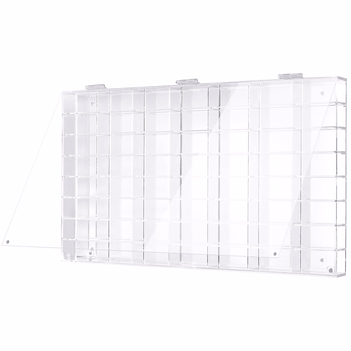 Hot 56 Compartment 1/64 Scale Toy Cars Wheels Matchbox Display Case Stand Wall Diecast Model Car Cabinet w/Door -AHW64-56