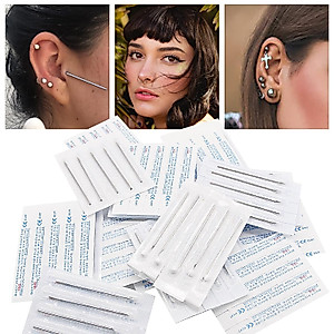 prgislew Ear Nose Piercing Needles - 50Pcs Mixed Piercing Needles 12G 14G 16G 18G and 20G Hollow Needles for Piercing Ear Nose Navel Nipple Lip Piercing Kits Piercing Tools Piercing Supplies