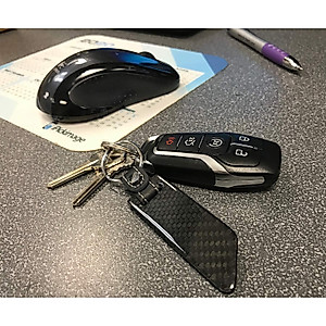 iPick Image - Real Carbon Fiber Blade Style with Black Leather Strap Key Chain for Honda Passport