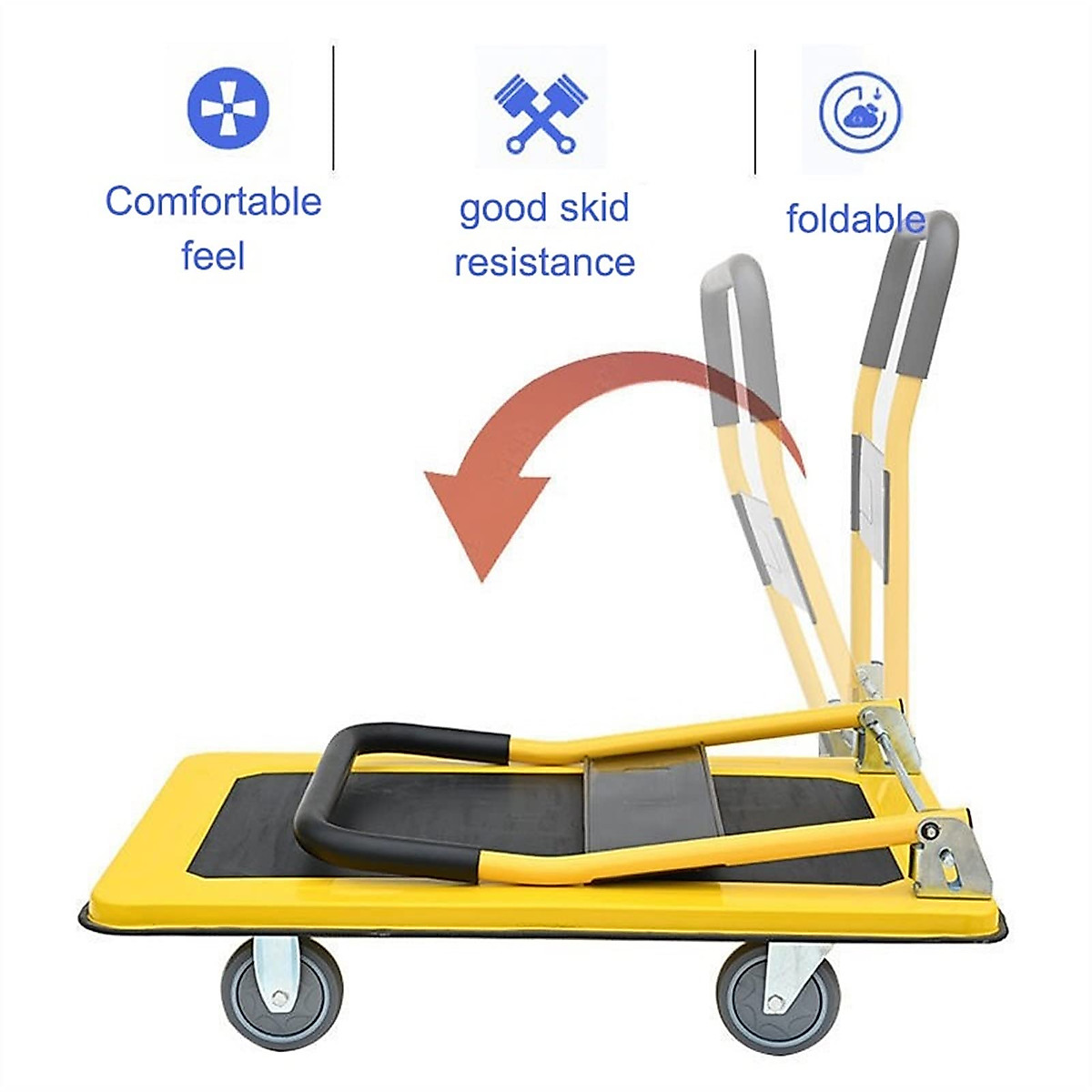 Generic Foldable Hand cart with Anti-Slip Coating, Convertible Hand Truck with Steel Bracket, Foldable 90° Handle, with castors, Load Capacity 400 kg (Color : Green, Size : 77 * 50cm)