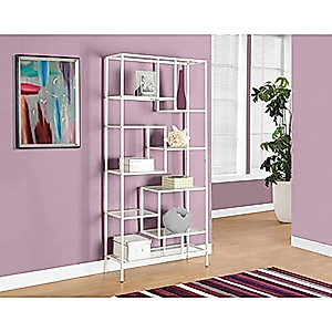Hawthorne Ave Bookcase - 72H / White Metal with Tempered Glass