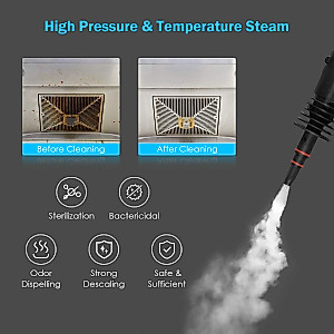 Goplus Handheld Pressurized Steam Cleaner with 9 Piece Accessories, Multipurpose Steamer w/Safety Lock for Carpet Curtain Car Seat, 1050W Portable Upholstery Steamer for Home Kitchen Bathroom(Red)