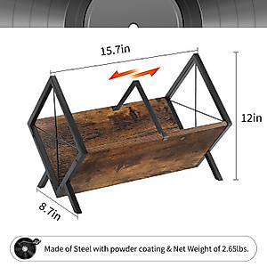 YINMIT Vinyl Record Holder, 80-100 LP Vinyl Record Storage Rack, Quick Assembly Vinyl Record Display, Retro Style Organizer for Magazine, Book, Files, Albums