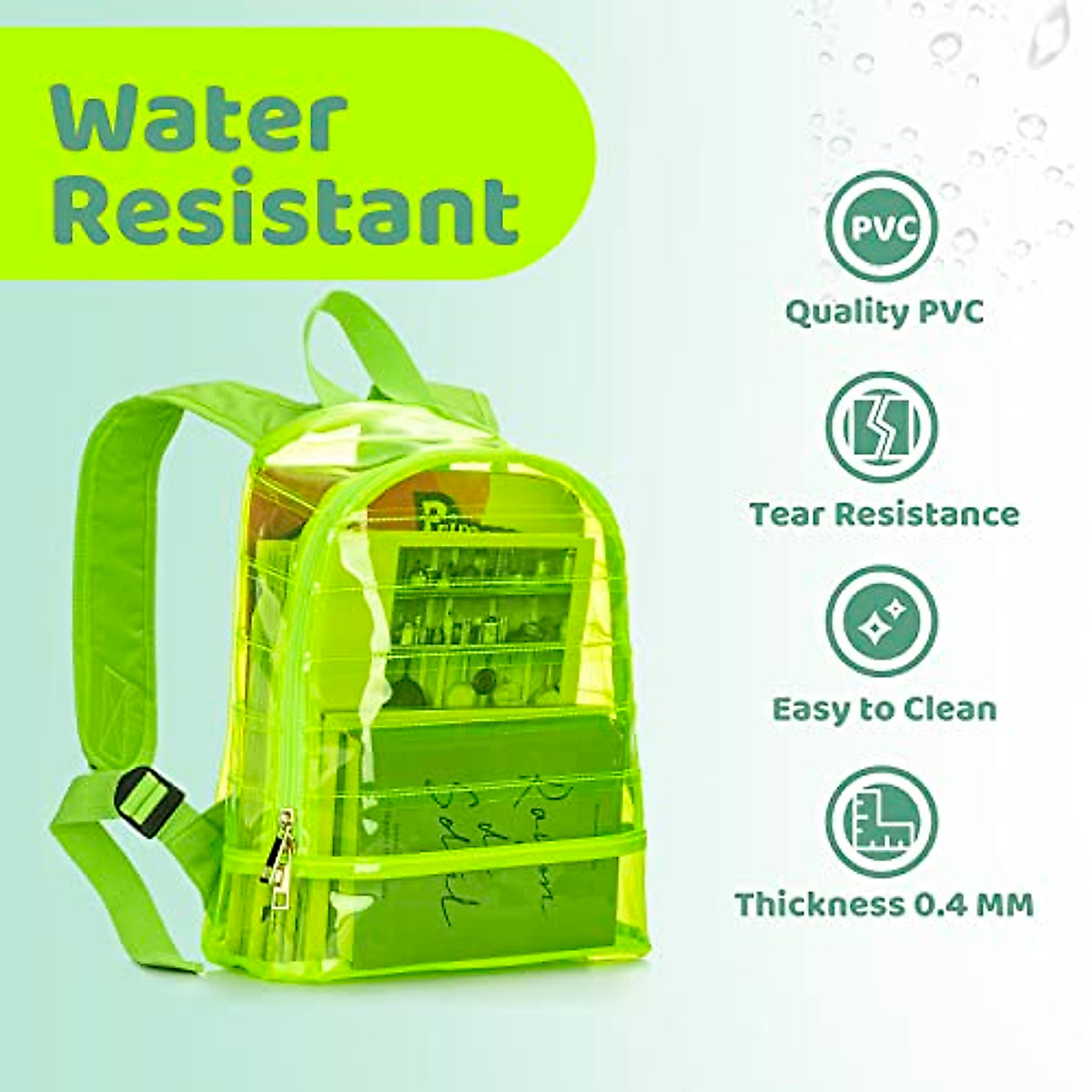 CCelia's Small Clear Backpack For Kids, Preschool Clear backpack For Toddlers, Transparent Backpack For Beach, Highlight Yellow