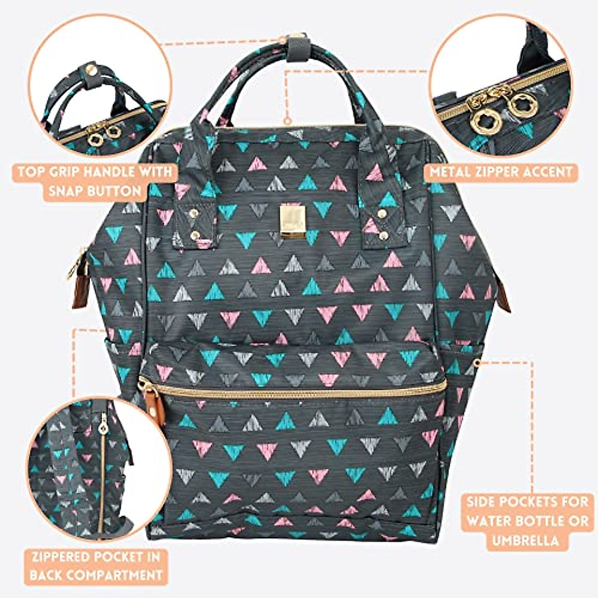 J World New York Posy 3-Piece Backpack with Tote and Pouch, Sprinkle, 16"