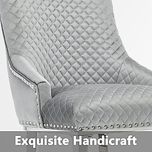 Anewsun 5 Pieces Dining Table Set for 4, Modern Kitchen and Dining Room Sets for 4 with Silver Metal Circle Base Dining Table and Silver Gray Velvet Upholstered Dining Chairs