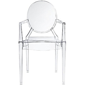 Hawthorne Collections Modern Acrylic Design Dining Arm Chair in Clear (Fully Assembled)