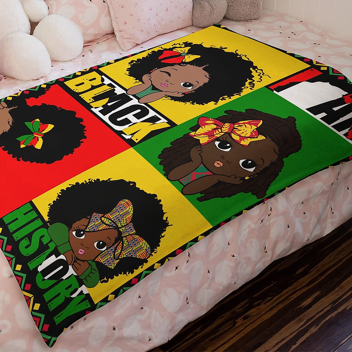 HawSkgFub Baby Toddler Girl I Am Black History African American Juneteenth Blanket Nursery Inspirational Afro Melanin Flannel Fleece Swaddling Blankets Soft Lightweight Newborn Kids Crib Bedding 30x40