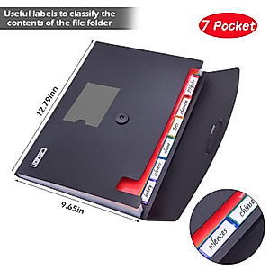 7-Pocket Expanding File 3pcs, Plastic Expandable File Folder - Black&Blue&Red