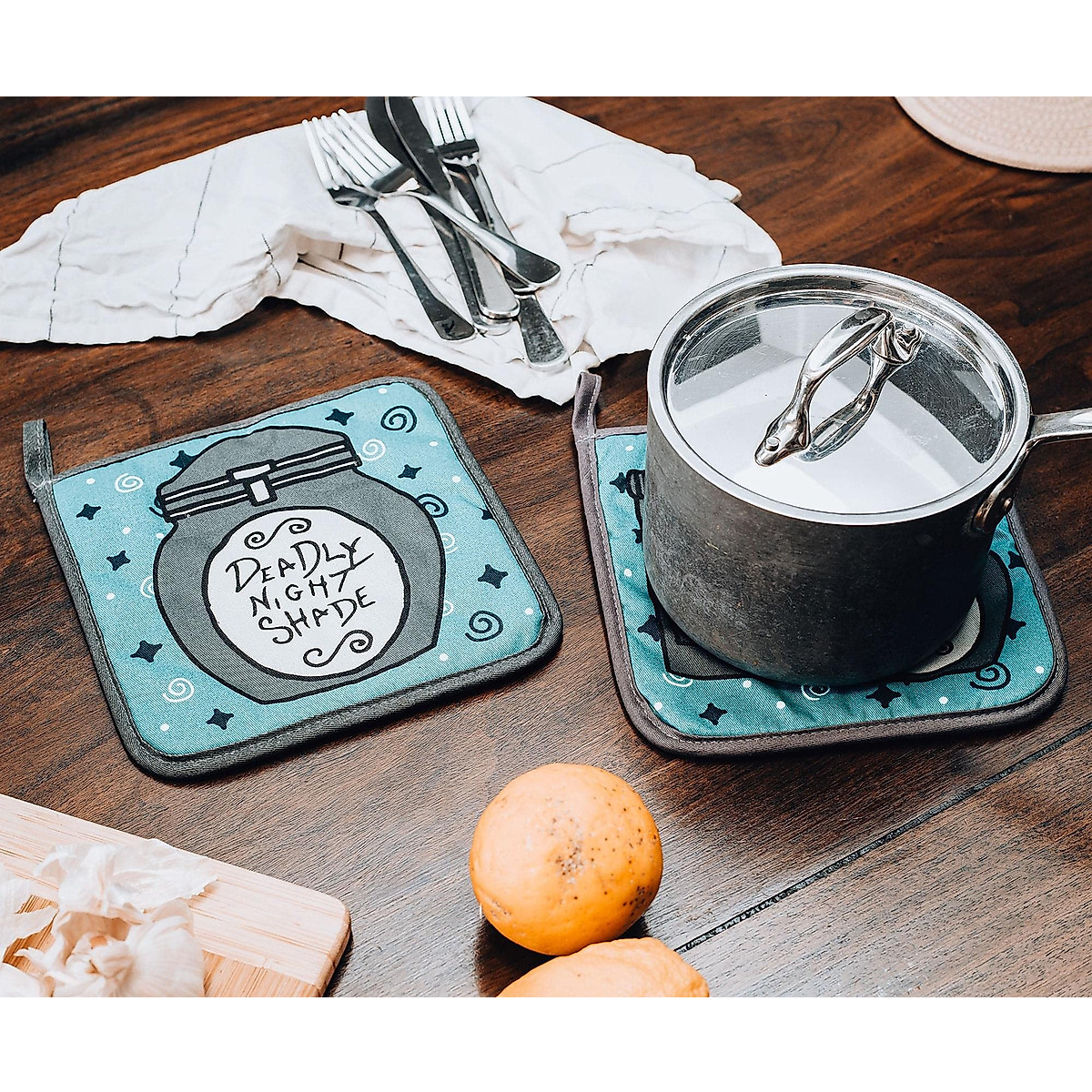 The Nightmare Before Christmas Jack and Sally Kitchen Pot Holders | Set of 2