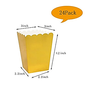 24 Pcs Popcorn Boxes Mini Paper Popcorn Box Cardboard Popcorn Container for Party, Gold