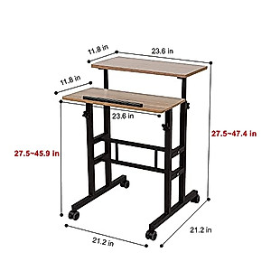 SDADI 2 Inches Carpet Wheels Mobile Standing Desk Stand Up Desk Height Adjustable Home Office Desk with Standing and Seating 2 Modes 3.0 Edition,Oak S001BFDT