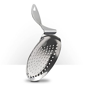 Piña Barware's The Bender - Stainless Steel Commercial Bent Handle Julep Style Cocktail Bar Strainer, Brushed Finish