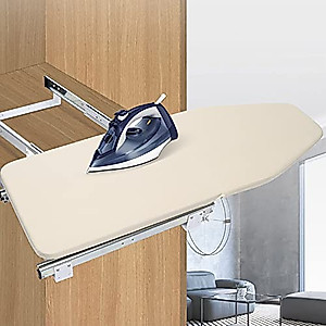 LGODDYS Folding Ironing Board Retractable Pull Out Ironing Board Closet Sliding Out Swivel Iron Board Space Saving Tabletop Small Ironing Board (Grey)