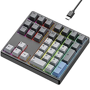 Kisnt Custom Mechanical Number Pad, QMK/VIA Programmable Wired Numpad, 34 Key Hot Swappable USB Numeric Keypad with PBT Keycaps RGB Backlit Number Pad for Laptop, MacBook,PC Desktop