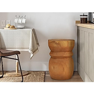 Uziass Wood Side Table Tree Stump Stool, 15”H End Table Round Outdoor Garden Natural Tree Stump Side Table for Living Room Bedroom Patio Balcony Home Decor