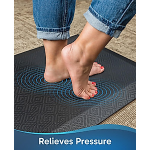 Ophanie Anti Fatigue Cushioned Mat, 9/10 inch Thick, Kitchen mats for Floor, Kitchen Rugs, Waterproof,Comfort Ergonomic Standing Mat for Office, Home, Sink, 20x32 Black Non-Slip Ridged Bottom