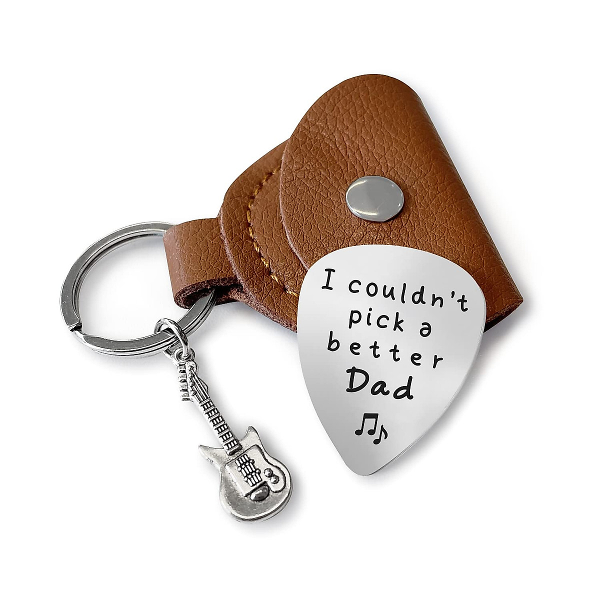 Ptzizi I Couldn’t Pick A Better Dad, Stainless Steel Guitar Picks Jewelry for Guitar Player Musician Dad Papa Grandpa Father's Day Birthday Christmas Gifts (02)