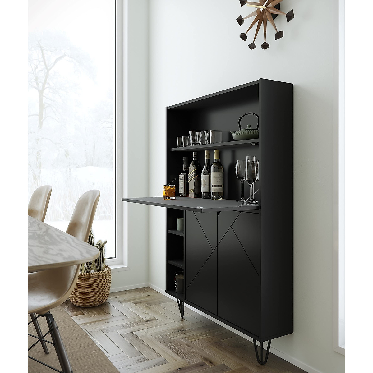 Nexera, Black 611006 Slim Secretary Desk, OneSize