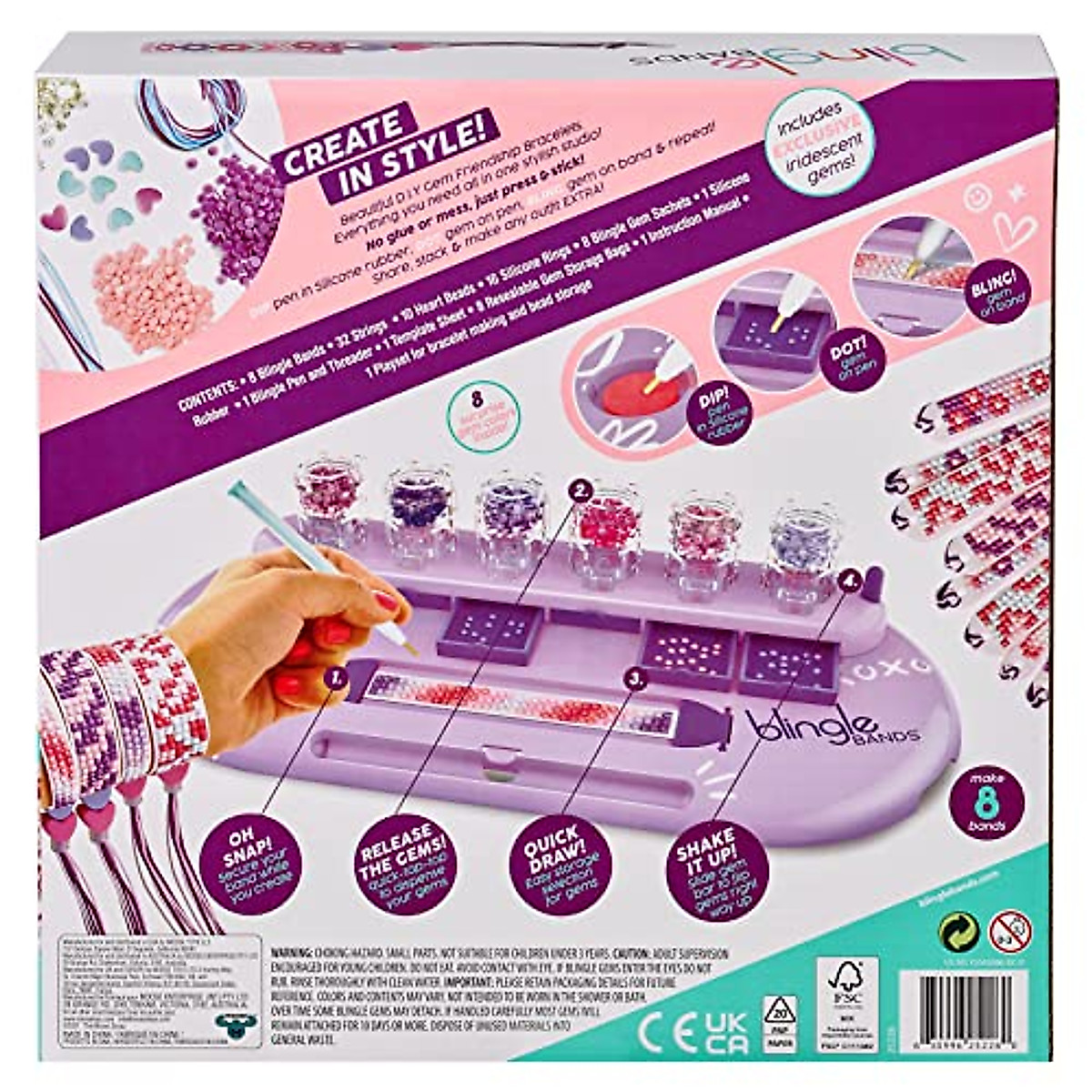 Blingle Bands DIY Gem Friendship Bracelet, 8 Band Deluxe Studio - Arts & Craft Activity for Ages 7 and Up