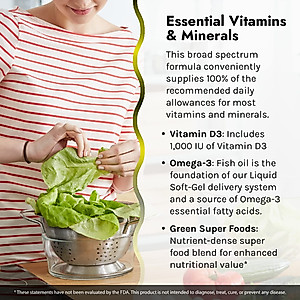 Irwin Naturals Only One Liquid-Gel Multi - 60 Liquid Softgels - No Iron Daily Essential Vitamins, Minerals, Antioxidants, Omega-3 & Green Super Foods