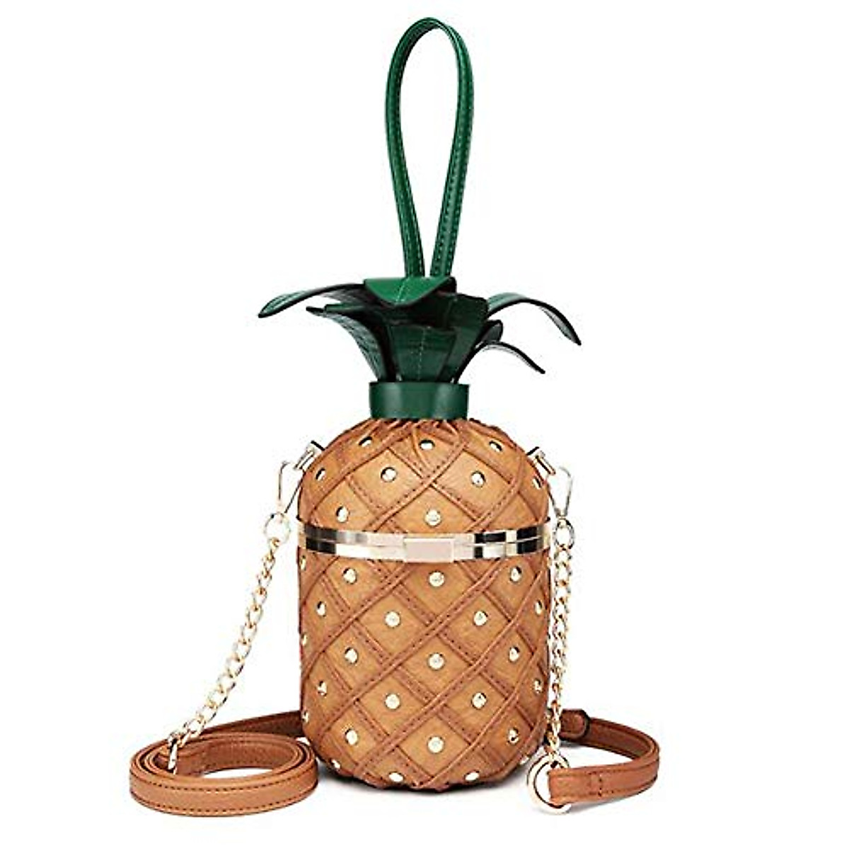 Pineapple Shape Pu Leather With Chain Women'S Clutch Party Bag Purse