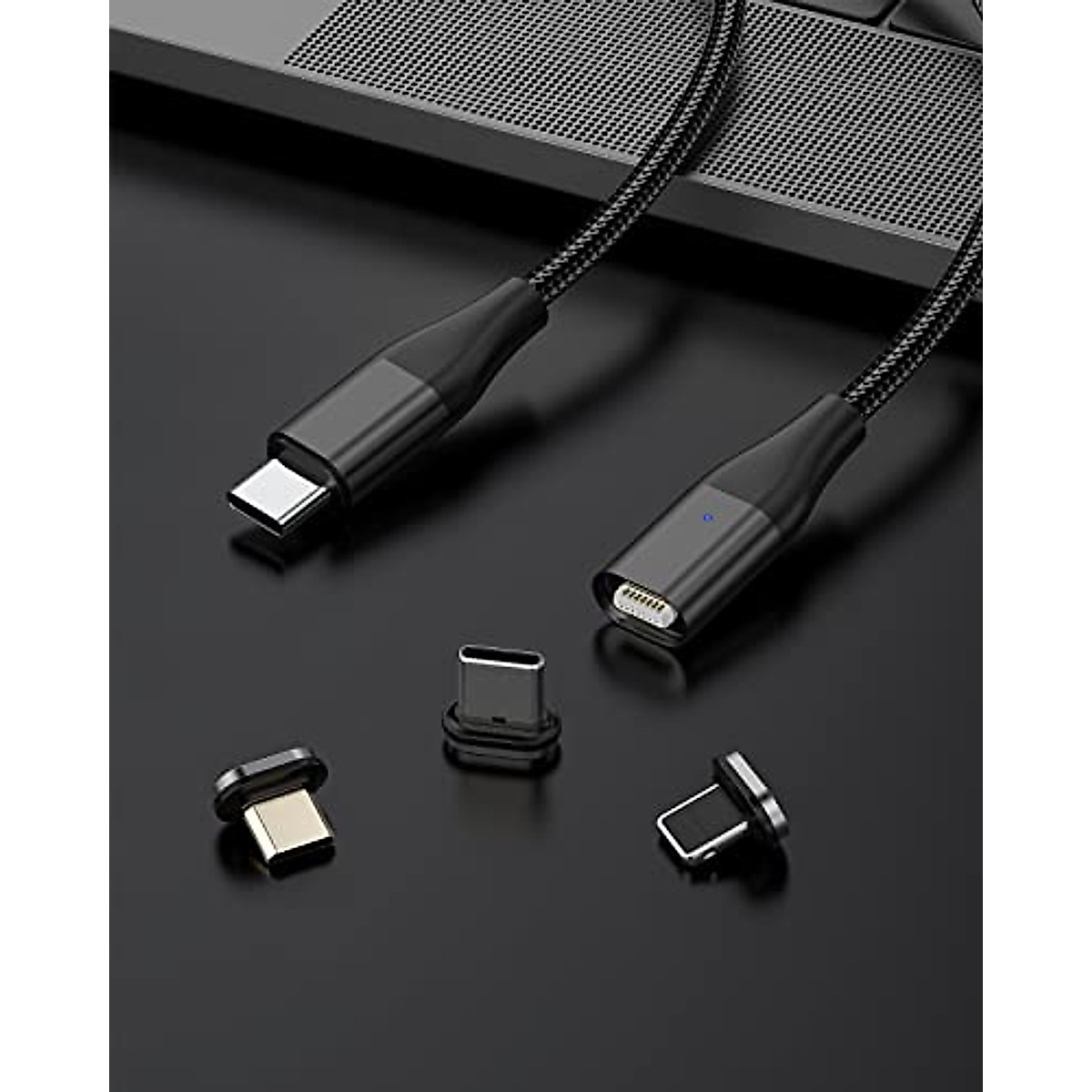 YKZ 60W USB C Magnetic Charging Cable 2Pack with Extra Magnetic Type C/MicroUSB and i-Product Tips