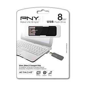 PNY Attache 8GB USB 2.0 Flash Drive - P-FD8GBATT03-GE