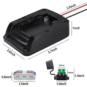 Power Wheel Adapter for DeWALT 20V Lithium Battery with Wire Terminals, 14 Gauge Wire,Power Convertor for Robotics,Work Lights and DIY RC Toys Adapter Set (Black)